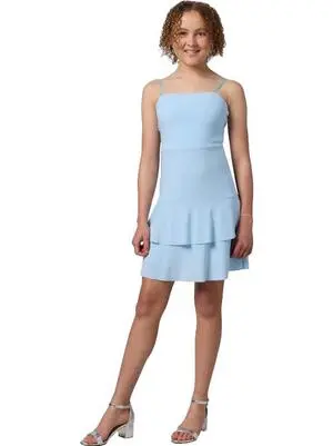 UN DEUX TROIS Bow Back Tiered Dress - Light Blue