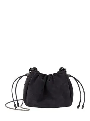Brunello Cucinelli Suede Mini Mellow Bucket Bag - Night