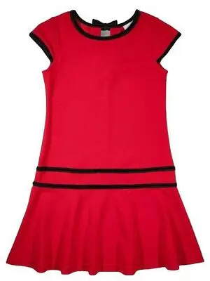 FLORENCE EISEMAN Crepe Knit Dress With Velvet Trim - Red
