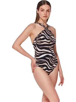 GOTTEX Nambiti High Neck Twist One Piece - Safari