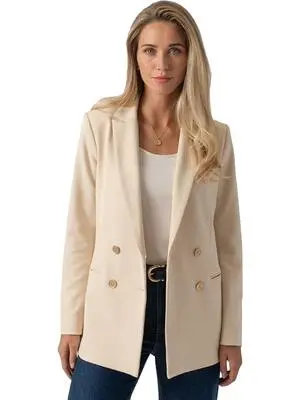 SAINT + SOFIA Cambridge Double-Breasted Blazer Beige