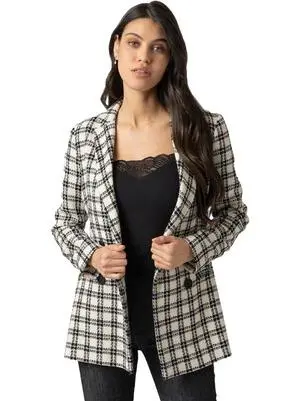 SAINT + SOFIA Cambridge Double-Breasted Blazer Black & Cream Check