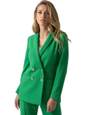 SAINT + SOFIA Cambridge Double-Breasted Blazer Green