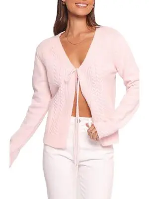 PETAL & PUP Cherri Tie Front Cardigan - Pink