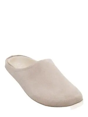 FOREVER & ALWAYS SHOES Space Suede Leather Slide Sandal - Beige Leather