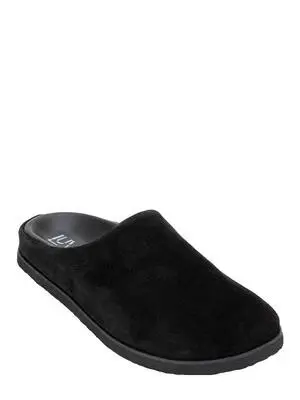 FOREVER & ALWAYS SHOES Space Suede Leather Slide Sandal Black Leather