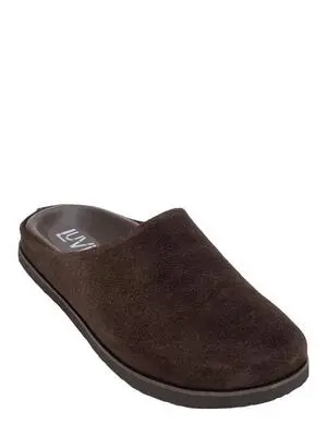FOREVER & ALWAYS SHOES Space Suede Leather Slide Sandal Brown Leather