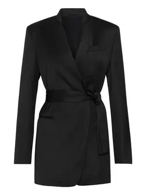 Brunello Cucinelli Belted Blazer With Monili - Black