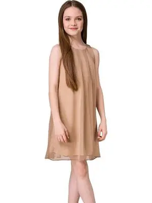 UN DEUX TROIS Chiffon Shift Dress Gold