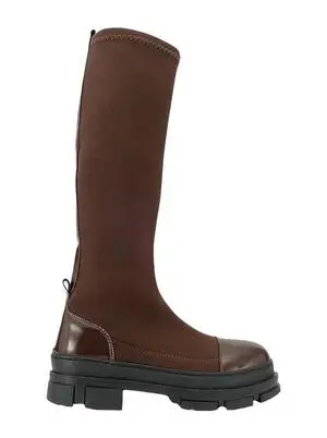 PROLOGUE SHOES Bella Stretch Scuba Knee High Boots - Brown Faux Leather