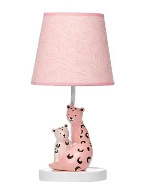 LAMBS & IVY Enchanted Safari Leopard Lamp With Shade & Bulb - Coral
