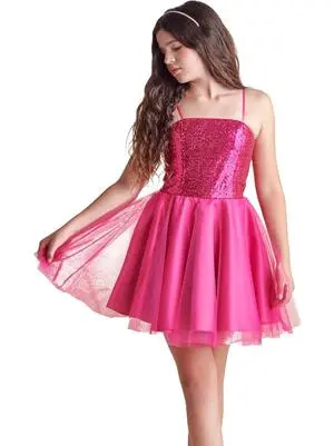 UN DEUX TROIS Sequin And Tulle Party Dress - Fuchsia Pink