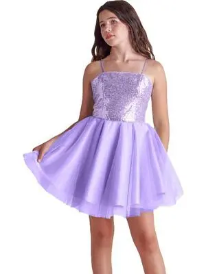 UN DEUX TROIS Sequin And Tulle Party Dress - Lilac