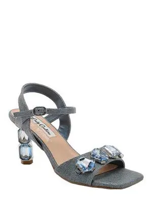 LADY COUTURE Double Jewel Heel Slingback Sandal - Blue Denim