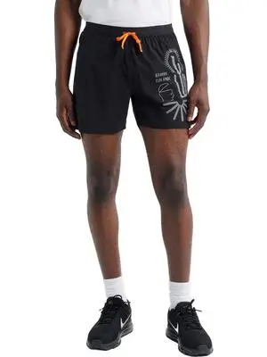 ROARK Alta 5 Printed Drawstring Shorts - Black