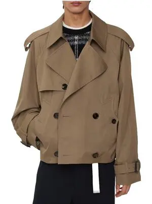 Burberry Cropped Gabardine Trench Jacket - Clay Brown