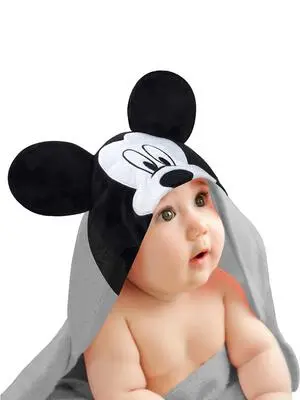 LAMBS & IVY Disney Baby Mickey Mouse Hooded Bath Towel - Gray