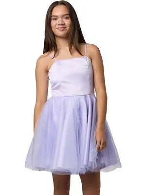 UN DEUX TROIS Satin And Tulle Party Dress - Lilac