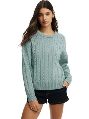 COTTON ON Crew Neck Pullover Dark Sage