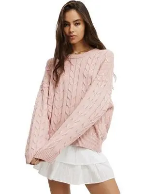COTTON ON Crew Neck Pullover Soft Pink