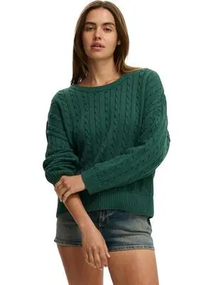 COTTON ON Crew Neck Pullover Treetop Green