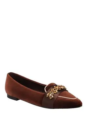BIRDIES Sparrow Velvet Jewel Loafer - Brandy