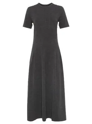 Brunello Cucinelli Jersey Dress With Monili - Anthracite