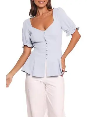 PETAL & PUP Kameran Peplum Top Pale Blue