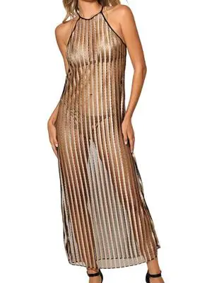 Kiki De Montparnasse Rayee Halter Tie Dress - Sable/black