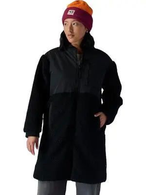 BACKCOUNTRY Mixed Fabric Fleece Long Coat Black