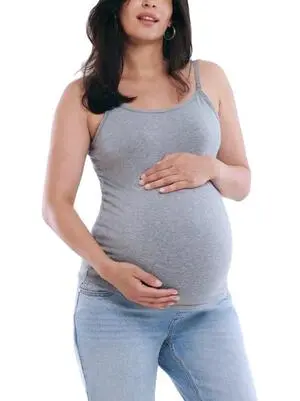 Motherhood Maternity Clip Down Nursing Tank Top Cami - Heather Grey