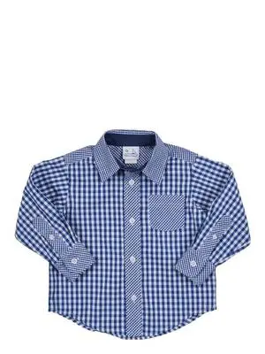 FLORENCE EISEMAN Gingham Button Down Shirt - Blue Plaid