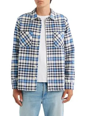 WAX LONDON Whiting Strand Check Overshirt Ecru/blue