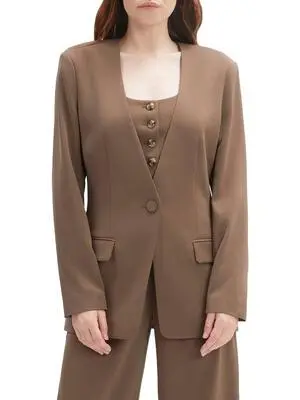 Bardot Ellera Fitted One-button Blazer - Coffee Brown