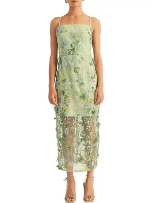 AROSE STUDIO Hailey Embroidered Sheath Cocktail Dress - Sage Floral