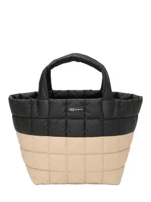 VEECOLLECTIVE Medium Porter Quilted Recycled Nylon Tote - Black Desert Mul