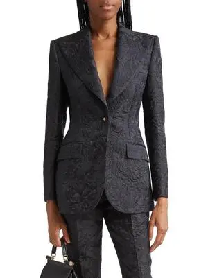 Dolce & Gabbana Floral Brocade Blazer - N0000 Nero