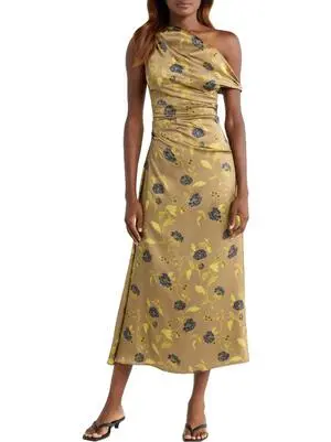 Staud Phare One-shoulder Silk Midi Dress - Vintage Floral
