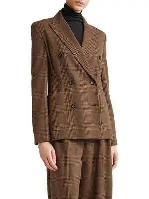 Max Mara Houndstooth Double-breasted Blazer - Chocolate