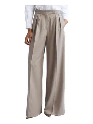 Max Mara Baden Virgin Wool Twill Wide-leg Pants - Hazelnut Brown