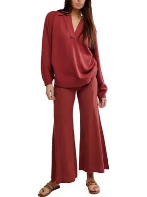 Free People Drea Sweater & Pants Set - Marsala