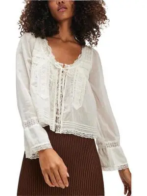 Free People Evermore Lace Inset Top - Ivory