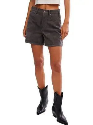 Free People Tippi Faux Suede Shorts - Dark Grey