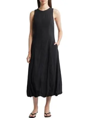 Mango Sleeveless Midi Dress With Bubble Hem - Black