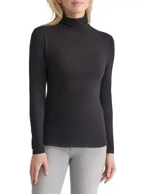 Jones New York Shirred Turtleneck Top - Jones Black