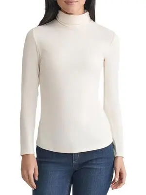 Jones New York Shirred Turtleneck Top - Jones White