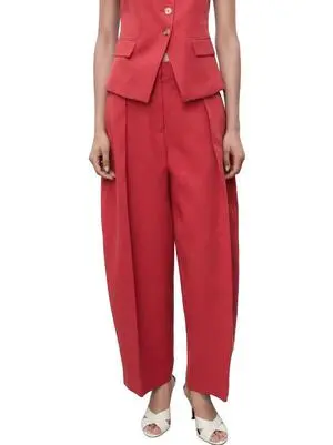 Mango Olivia Pleated Straight Leg Trousers Cherry