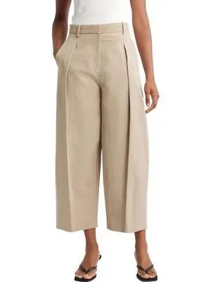 Mango Olivia Pleated Straight Leg Trousers Medium Brown