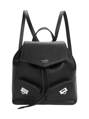 FERRAGAMO Mini Harley Leather Drawstring Backpack - Nero