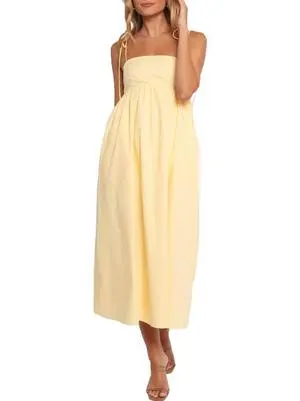 PETAL & PUP Simona Tie Strap Cotton Maxi Sundress - Yellow